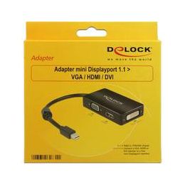 Delock Adapter MiniDisplayport > VGA/HDMI/DVI schwarz, 16 cm