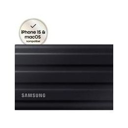 Samsung Portable SSD T7 Shield 2 TB, Externe SSD schwarz, USB-C 3.2 Gen 2 (10 Gbit/s), extern Kapazität: 2 TB Datentransferrate: Lesen: 1.050 MB/s, Schreiben: 1.000 MB/s