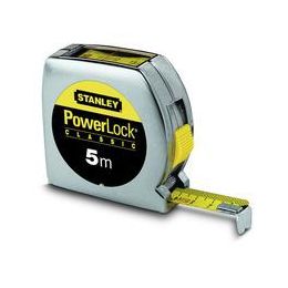Stanley Bandma&szlig; Powerlock mit Sichtfenster, 5 Meter silber/gelb, 19mm, Kunststoffgeh&auml;use