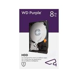 Western Digital Purple 8 TB, Festplatte SATA 6 Gb/s, 3,5" Kapazität: 8 TB ms/Cache/U: -/128 MB/5.640 U/min Datentransferrate: Lesen: 194 MB/s