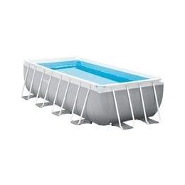 Intex Frame Pool Set Prism Quadra 300 x 175 x 80cm, Schwimmbad hellgrau/blau, Kartuschenfilteranlage ECO 604G Wasserinhalt: 3.539 Liter Filtersystem: Kartuschenfilter, 2.271 l/h Aufbau: Ablassventil