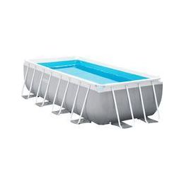Intex Frame Pool Set Prism Quadra 400 x 200 x 100cm, Schwimmbad hellgrau/blau, Kartuschenfilteranlage ECO 604G Wasserinhalt: 6.836 Liter Wassertiefe max.: 84 cm Filtersystem: Kartuschenfilter, 2.271 l/h Aufbau: Sicherheitsleiter, Ablassventil