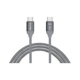 nevox USB 2.0 Kabel, USB-C Stecker > USB-C Stecker grau, 1 Meter, PD, Laden mit bis zu 100 Watt