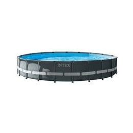 Intex Frame Pool Set Ultra Rondo XTR Ø 610 x 122cm, Schwimmbad dunkelgrau/blau, Sandfilteranlage SF80220RC-2 Wasserinhalt: 30.079 Liter Wassertiefe max.: 107 cm Filtersystem: Sandfilteranlage, 4.700 l/h Aufbau: Bodenplane, Abdeckplane, Sicherheitsleiter, Ablassventil