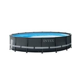 Intex Frame Pool Set Ultra Rondo XTR Ø 488 x 122cm, Schwimmbad dunkelgrau/blau, Sandfilteranlage SF90220RC-1 Wasserinhalt: 19.156 Liter Wassertiefe max.: 107 cm Filtersystem: Sandfilteranlage, 3.700 l/h Aufbau: Bodenplane, Abdeckplane, Sicherheitsleiter, Ablassventil