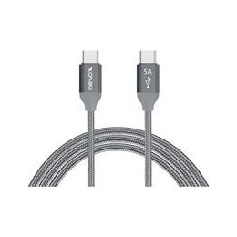nevox USB 2.0 Kabel, USB-C Stecker > USB-C Stecker grau, 2 Meter, PD, Laden mit bis zu 100 Watt