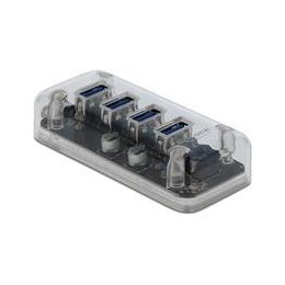 Delock Externer USB 3.0 Hub mit 4 Ports, USB-Hub transparent