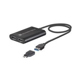 Sonnet USB DisplayLink Adapter, USB-A Stecker > Dual 4K DisplayPort schwarz, 30cm, f&uuml;r M1 und M2 Macs