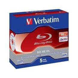 Verbatim BD-RE DL 50 GB, Blu-ray-Rohlinge 2fach, 5 St&uuml;ck, Retail