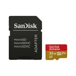 Sandisk Extreme 32 GB microSDHC, Speicherkarte UHS-I U3, Class 10, V30