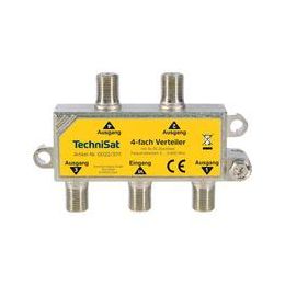 Technisat 4-Wege Verteiler silber Art: Verteiler Ein- und Ausgänge: 1x F-Stecker Eingang, 4x F-Stecker Ausgang Frequenzbereich: 5 - 2400 MHz