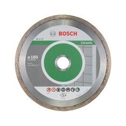 Bosch Diamanttrennscheibe Standard for Ceramic, Ø 180mm 10 Stück, Bohrung 22,23mm Materialeignung: Fliesen, Mauerwerk, Stein Durchmesser: 180 mm Bohrung: 22,23 mm Anzahl: 10 Stück