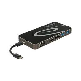 Delock USB Type-C 3.2 Dockingstation schwarz, 4K HDMI + DP, VGA, USB Hub und PD 3.0