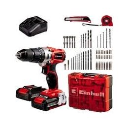 Einhell Akku-Schlagbohrschrauber TE-CD 18/2 Li-i +64, 18Volt rot/schwarz, 2x Li-Ionen Akku 2,0Ah, Koffer + Bit-Bohrer-Set Leistung/Spannung: Akku-Betrieb, 18Volt Drehzahl max.: 1.250 U/min Schlagzahl: 18.750 /min Werkzeug-Aufnahme: Schnellspann-Bohrfutter