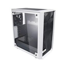 Fractal Design Meshify C Tempered Glass TG white clear, Tower-Gehäuse weiß/schwarz, Window-Kit Einbauschächte: 2x 3,5 Zoll intern, 3x 2,5 Zoll intern Formfaktor: ATX Netzteil Bauform: ATX Full-Size-Slots: 7