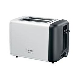 Bosch Kompakt-Toaster DesignLine TAT3P421DE weiß/schwarz, 970 Watt, für 2 Scheiben Toast Leistung: 970 Watt Kapazität: 2 Scheiben Toast Funktionen: Auftauen, Aufwärmen, Liftfunktion, Stopp-Taste Ausstattung: Brotzentrierung, Brötchenaufsatz, Krümelschublade