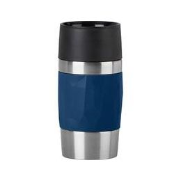 Emsa TRAVEL MUG Compact Thermobecher 0,3 Liter dunkelblau/edelstahl, Drehverschluss Material: Edelstahl / PP / Silikon, Soft-Touch-Manschette in stylisher Diamant-Optik Anzahl Teile: 2 -teilig Besteht aus: Thermobecher + Drehverschluss Fassungsvermögen: 300 ml