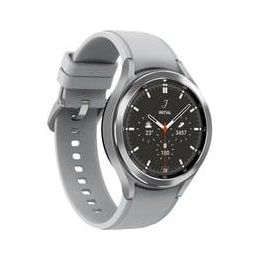 Samsung Galaxy Watch4 Classic, Smartwatch silber, 46 mm Display: 3,46 cm (1,4 Zoll) Kommunikation: Bluetooth 5.0, NFC, WLAN 802.11 b, WLAN 802.11 a, WLAN 802.11 g, WLAN 802.11 n Touchscreen: mit Touchscreen