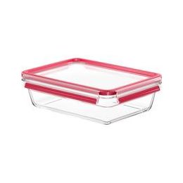 Emsa CLIP & CLOSE Glas-Frischhaltedose 2,0 Liter transparent/rot, rechteckig