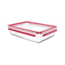 Emsa CLIP & CLOSE Glas-Frischhaltedose 3,0 Liter transparent/rot, rechteckig