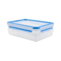 Emsa CLIP & CLOSE Aufschnittbox-System 0,6 Liter, 3-teilig, Dose transparent/blau, rechteckig