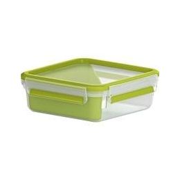 Emsa CLIP & GO Sandwichbox 0,85 Liter, Lunch-Box hellgr&uuml;n/transparent, mit Einsatz in typischer Dreiecksform