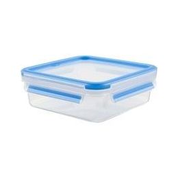 Emsa CLIP & CLOSE Frischhaltedose 0,85 Liter transparent/blau, quadratisch