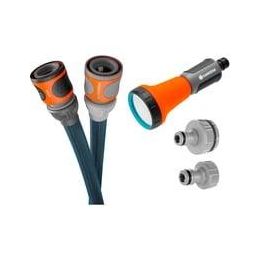 Gardena Textilschlauch Liano Xtreme 1/2", 15 Meter Set dunkelgrau/orange, inkl. Bew&auml;sserungsbrause, 2 Hahnverbinder