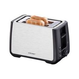 Cloer King-Size-Toaster 3569 edelstahl/schwarz, 1.000 Watt, für 2 XXL-Toastscheiben Leistung: 1.000 Watt Kapazität: 2 Scheiben Toast Funktionen: Auftauen, Aufwärmen, Stopp-Taste Ausstattung: Brotzentrierung, Brötchenaufsatz, Krümelschublade