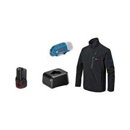 Bosch Heat+Jacket GHJ 12+18V Kit Gr&ouml;&szlig;e 2XL, Arbeitskleidung schwarz, inkl. Ladeadapter GAA 12V-21, 1x 12-Volt-Akku