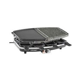 Cloer Raclettegrill 6435 mit Naturstein und Aluminium-Druckgussplatte grau/schwarz Leistung: 1.200 Watt Grillplatte: Guss-Platte, Naturgrillstein Raclette-Pfännchen: 8 Reinigung: Grill-/Heizplatte abnehmbar