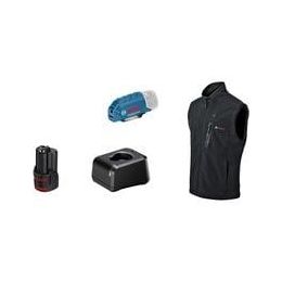 Bosch Heat+Jacket GHV 12+18V Kit Größe 3XL, Arbeitskleidung schwarz, inkl. Ladegerät GAL 12V-20 Professional, 1x Akku GBA 12V 2.0Ah Typ: Weste Zielgruppe: Unisex (Erwachsene)