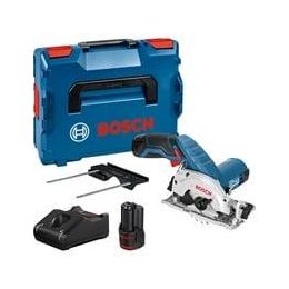 Bosch Akku-Handkreissäge GKS 12V-26 Professional, 12Volt blau/schwarz, 2x Li-Ionen Akku 3,0Ah, in L-BOXX Leistung/Spannung: Akku-Betrieb, 12Volt Sägeblatt Ø: 85 mm Sägeblattbohrung: 15 mm Betriebsart: Akkubetrieb