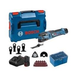 Bosch Akku-Multi-Cutter GOP 12V-28 Professional, 12Volt, Multifunktions-Werkzeug blau/schwarz, 2x Li-Ionen Akku 3,0Ah, in L-BOXX Leistung/Spannung: Akku-Betrieb, 12Volt max. Leerlauf-Oszillation: 20.000 U/min Verwendungszweck: Zum Sägen, Schaben, Schleifen, Schneiden und Trennen Betriebsart: Akkubetrieb