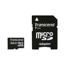 Transcend microSDHC Card 4 GB, Speicherkarte schwarz, Class 10 Kapazität: 4 GB Geschwindigkeit: Lesen: max. 20 MB/s, Schreiben: max. 10 MB/s Speichertyp: microSDHC Bus-Schnittstelle: High Speed