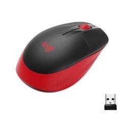 Logitech M190, Maus schwarz/rot Anschlussart: USB-Empfänger, USB-Kabel Tastenanzahl: 3 Tasten Sensor: optisch Auflösung: 1000 dpi