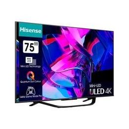 HISENSE 75U7KQ, LED-Fernseher 189 cm (75 Zoll), schwarz/silber, UltraHD/4K, Triple Tuner, HDR10+, WLAN, LAN, Bluetooth, 120Hz Panel Sichtbares Bild: 189 cm (75") Auflösung: 3840 x 2160 Pixel Format: 16:9