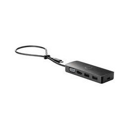 HP USB-C Reisehub G2, Dockingstation schwarz, USB-A, HDMI, VGA Geeignet für: Notebook, PC Anschlüsse: 1x HDMI-Ausgang, 2x USB-A 2.0, 1x USB-C 3.2 (5 Gbit/s), 1x VGA-Ausgang Stromversorgung: USB-Betrieb Typ: Dockingstation