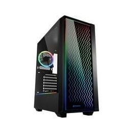Sharkoon RGB LIT 200, Tower-Geh&auml;use schwarz, Front und Seitenteil aus geh&auml;rtetem Glas