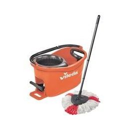 Vileda Wischmop-Set Turbo Easy Wring & Clean Box, Bodenwischer koralle/schwarz, inkl. Powerschleuder und Fußpedal Geeignet für: Hartböden im Haus Verwendung: Zum Säubern von Fliesen, Laminat und Parkett Material: Wischkopf aus 64% Microfaser Polyester, 21% Polyester, 15% Polyamid