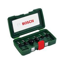 Bosch Wolfram-Carbide-Fräser-Set, 6-teilig 8mm-Schaft Materialeignung: Holz Schaft: Ø 8 mm Anzahl: 6 -teilig Material: HM/TC (Hartmetall / Wolframkarbid)