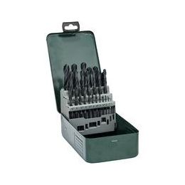 Bosch HSS-R-Metallbohrer-Satz, 25-teilig grün Materialeignung: Eisen, Kunststoff, Metall Werkzeugaufnahme: Standard-Bohrfutter, Schnellspann-Bohrfutter Anzahl: 25-teiliges Set Enthaltene Größen: 1mm, 2mm, 3mm, 4mm, 5mm, 6mm, 7mm, 8mm, 9mm, 10mm, 12mm, 1,5mm, 2,5mm, 3,5mm, 4,5mm, 5,5mm, 6,5mm