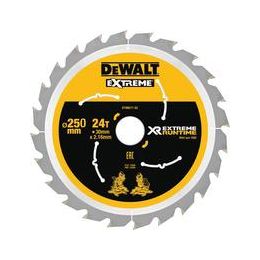 Dewalt Kreissägeblatt XR EXTREME RUNTIME DT99571, Ø 250mm, 24Z Bohrung 30mm, für Akku-Paneelsägen Materialeignung: Holz Maße: Ø 250 mm Bohrung: 30 mm