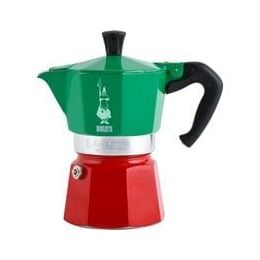 Bialetti Moka Express Tricolore, Espressomaschine grün/rot, 3 Tassen Kapazität: 3 Tassen/0,13 Liter