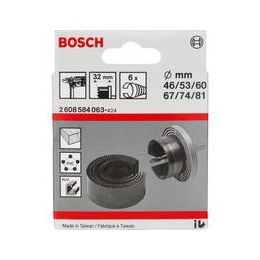 Bosch Lochsägen-Set, Ø 46-81mm, für Alu 6-teilig, Arbeitslänge 32mm Materialeignung: Aluminium, Kupfer, Holz, Kunststoff, PVC Maße: Ø bis 81 mm Anzahl: 6 -teilig
