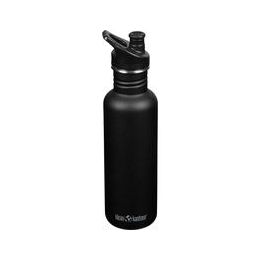 Klean Kanteen Trinkflasche Classic 800ml schwarz (matt), mit schwarzem SPORT CAP Material: Edelstahl / PP / Silikon, pulverbeschichtet, matt Anzahl Teile: 2 -teilig Besteht aus: Trinkflasche, Schraubverschluss "Sport Cap" Fassungsvermögen: 0,8 Liter