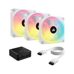 Corsair iCUE LINK QX120 RGB 120-mm-PWM-L&uuml;fter, Geh&auml;usel&uuml;fter wei&szlig;, Starter-Kit, 120 mm