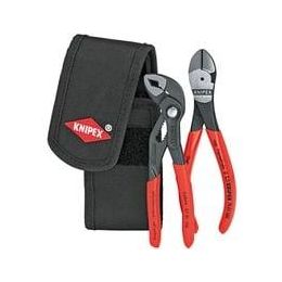 Knipex Mini-Zangenset 002072V02, 2-teilig, Zangen-Set rot/schwarz, in Werkzeug-G&uuml;rteltasche
