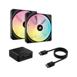 Corsair iCUE LINK QX140 RGB 140-mm-PWM-L&uuml;fter, Geh&auml;usel&uuml;fter schwarz, Starter-Kit, 140 mm