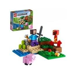 Lego 21177 Minecraft Der Hinterhalt des Creeper, Konstruktionsspielzeug Spielzeugset mit Steve, Schweinchen- und Kükenfiguren, Kinderspielzeug ab 7 Jahren mit Minifiguren Serie: Minecraft Teile: 72 -teilig Altersangabe: ab 7 Jahren Material: Kunststoff